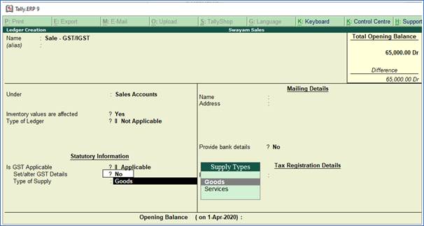 Creating Sales And Purchase Ledgers For GST Compliance In Tally ERP9